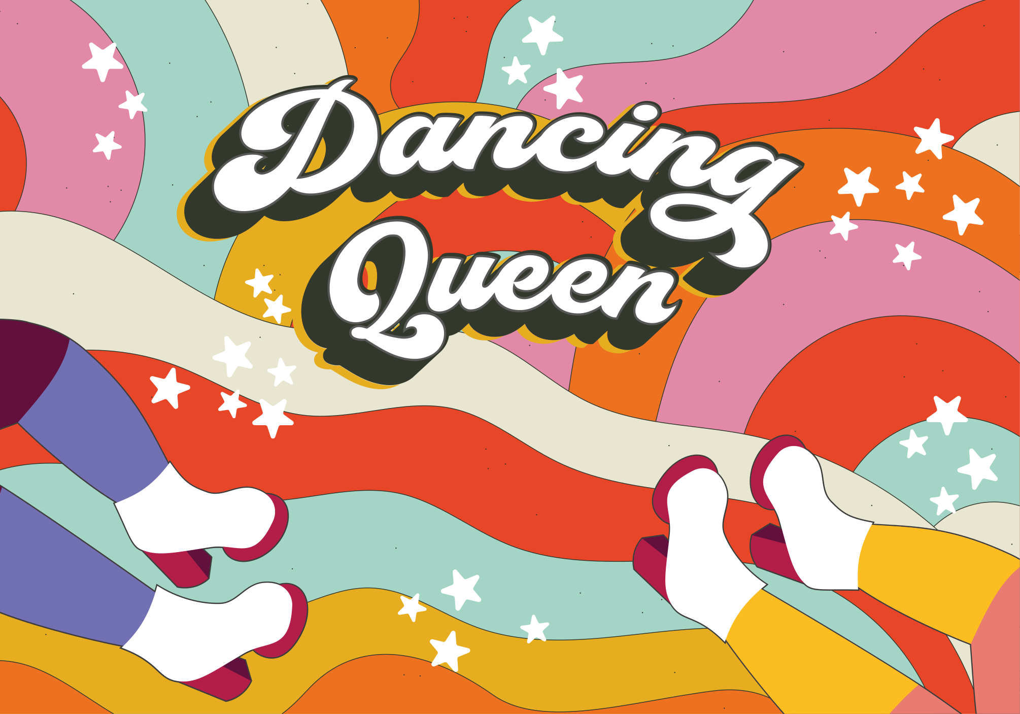 Dancing queen fundo rosa fotomural vintage - TenStickers