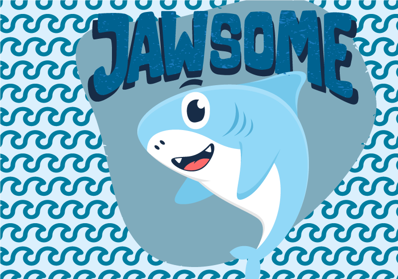 Jawsome Shark Character childrens bedroom wall mural