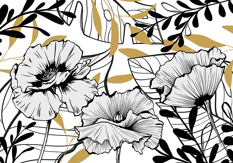 Floral Outline Patterns flower mural