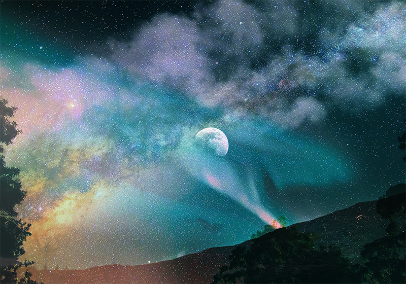 Magical Moon Planet fantasy mural - TenStickers