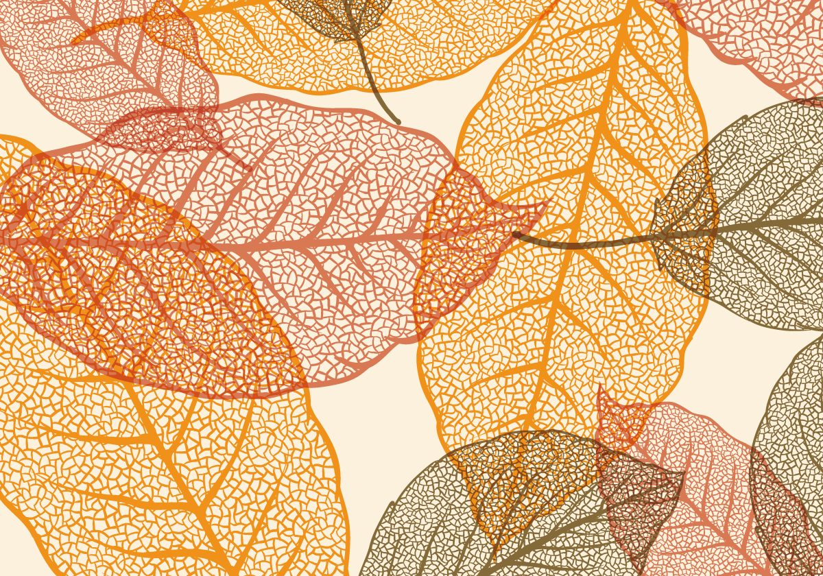 Portocaliu frunze artistice de toamna mural living - TenStickers