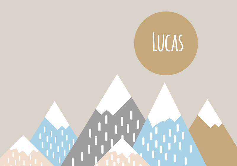 "boho" bjerge illustration bjerg fototapet - TenStickers