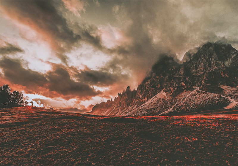 Fjell og fargerik himmel fjell fototapet - Tenstickers