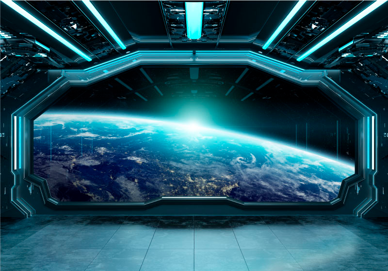 Spaceship window 3D wall mural - TenStickers