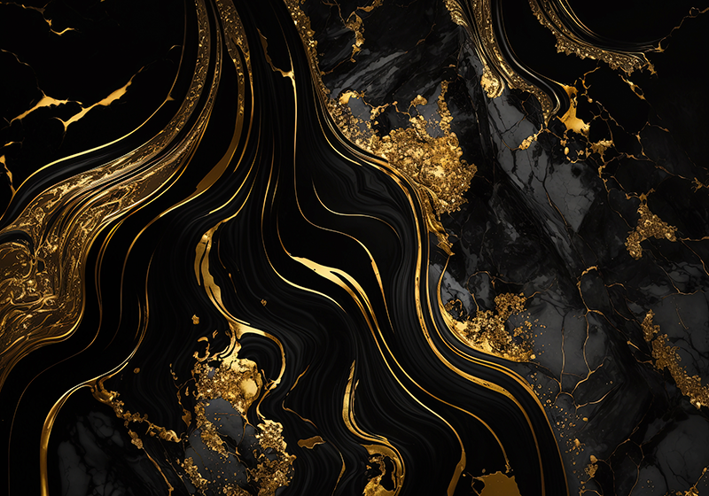 Carta da parati salotto marmo nero e oro - TenStickers