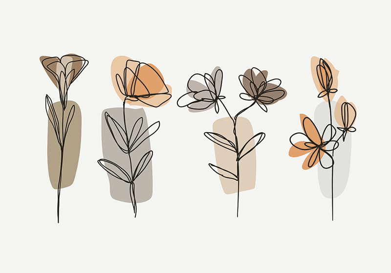 Minimalistic Flowers Wall Mural Art - TenStickers
