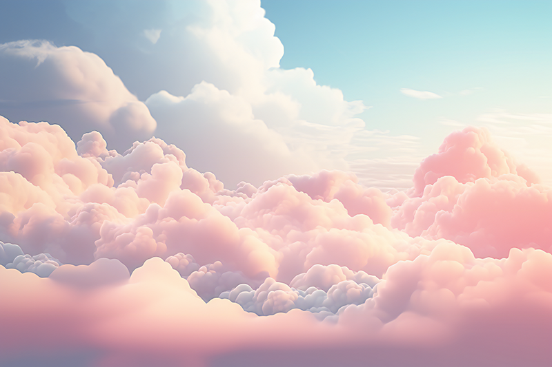 Pembe bulut manzarası çocuk odası duvar halısı - TenStickers