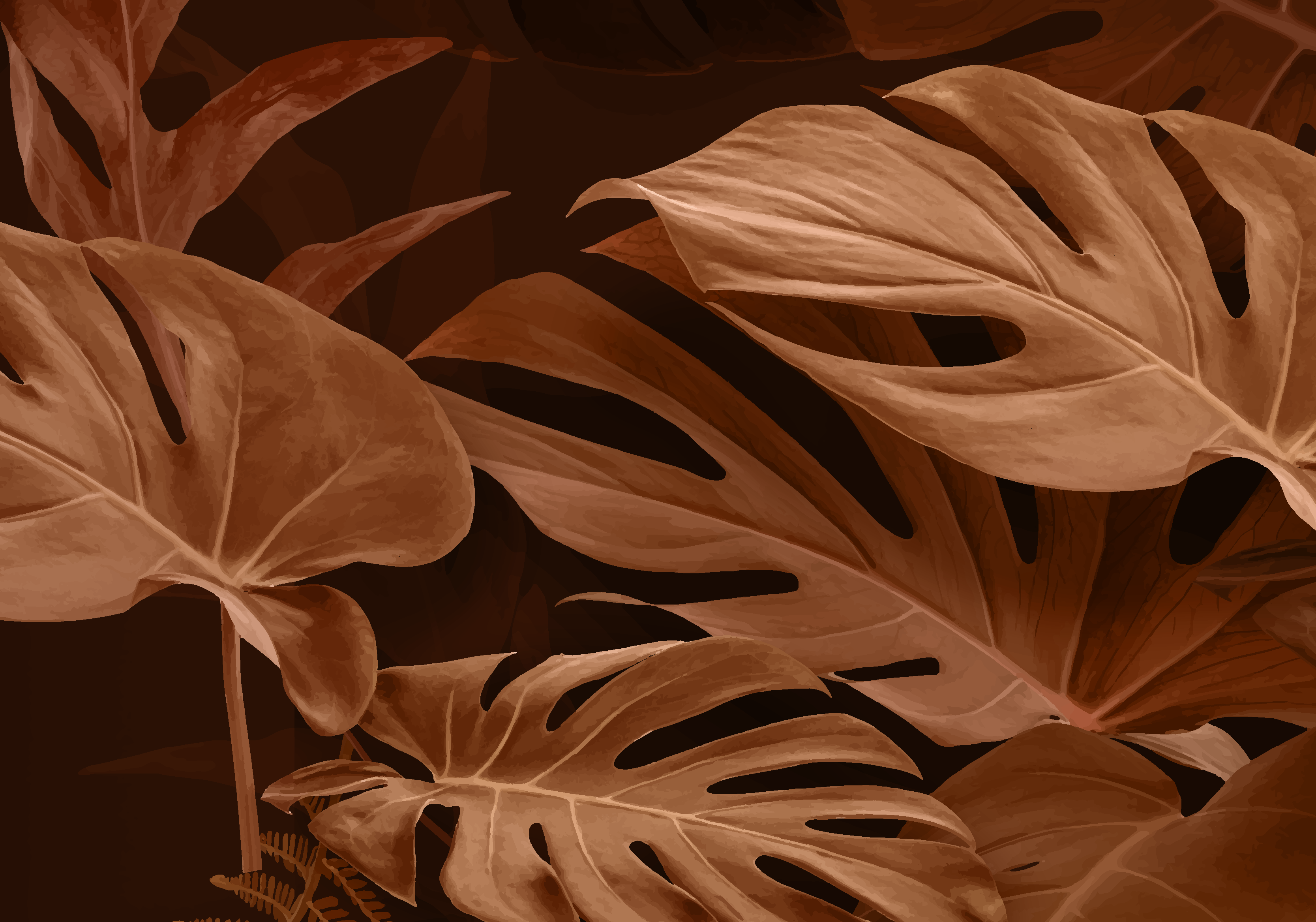 Big dense leaves terracotta wall mural