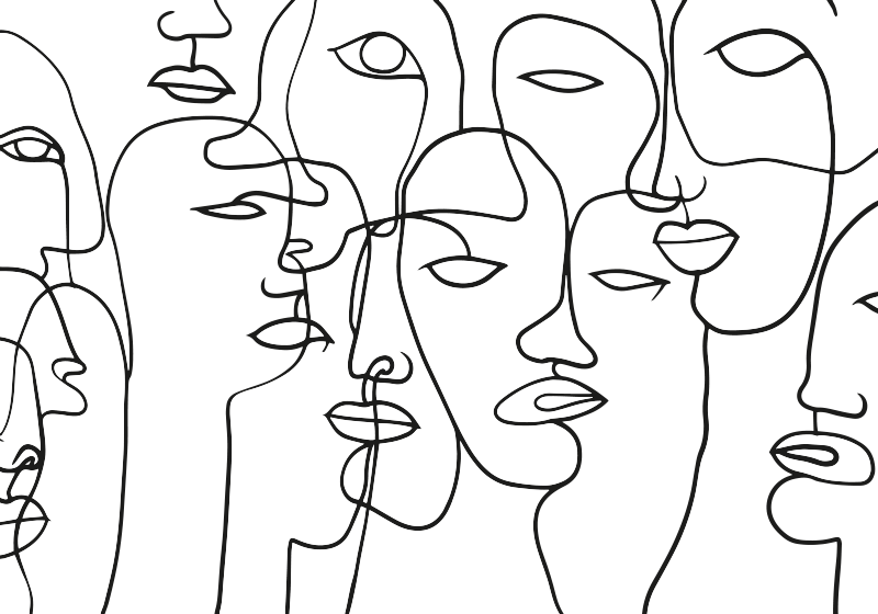 Face pattern abstract wall mural