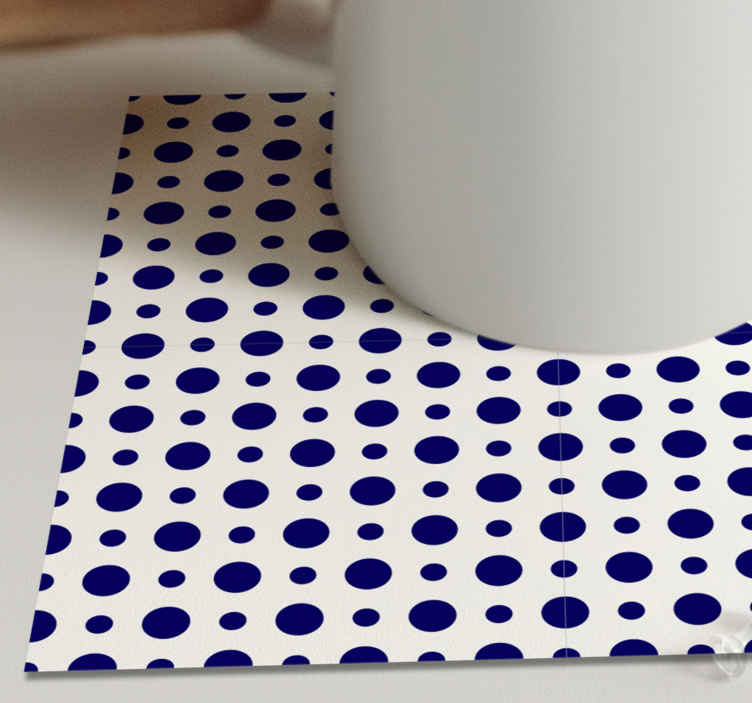 파란색 흰색 동그라미 패턴 현대 음료 코스터 - TenStickers