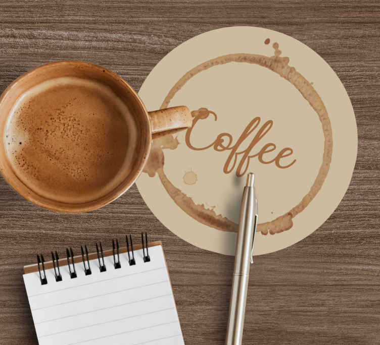 Coffee Stain Circle text coasters
