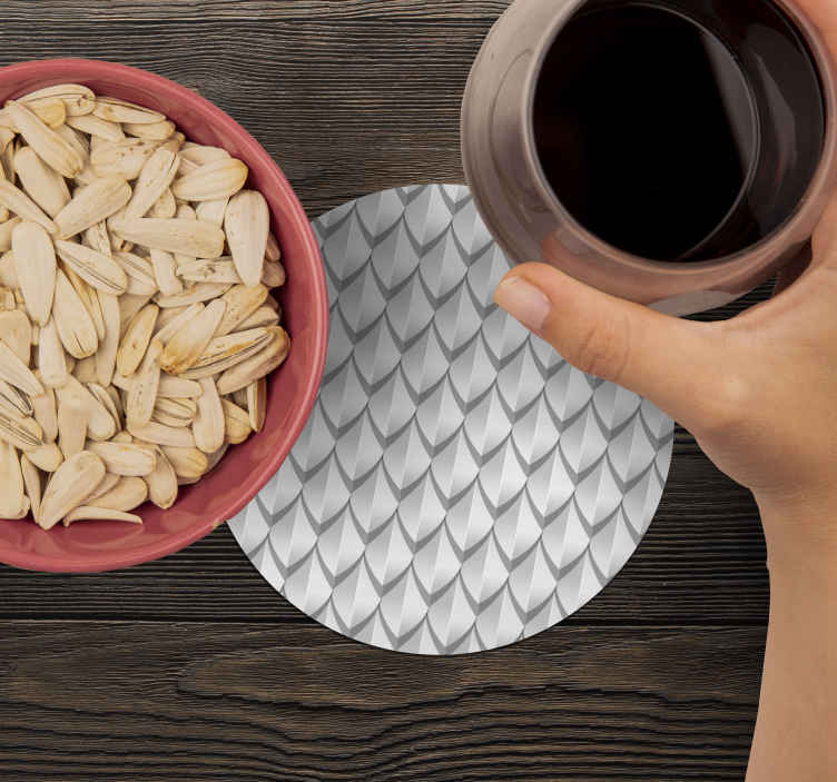 Circular gray dragon scales pattern texture effect coaster - TenStickers