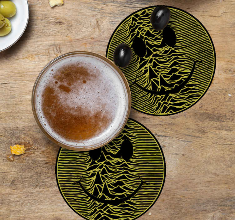 Pulsar smiley face retro coasters - TenStickers