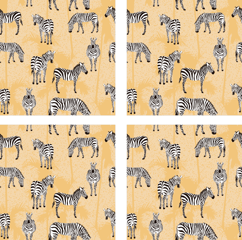 Gul zebra och palmer vintage glasunderlägg - Tenstickers