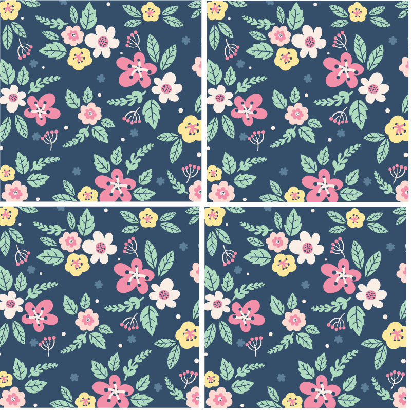 Kreslené kvety moderná tácka na nápoje - Tenstickers