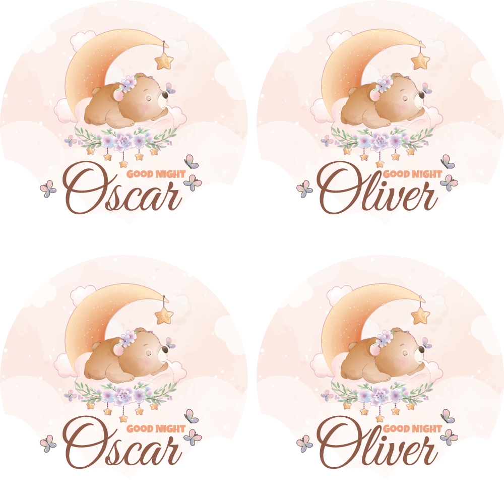 Søt bjørn til gutt med navn tilpassede underlag - Tenstickers