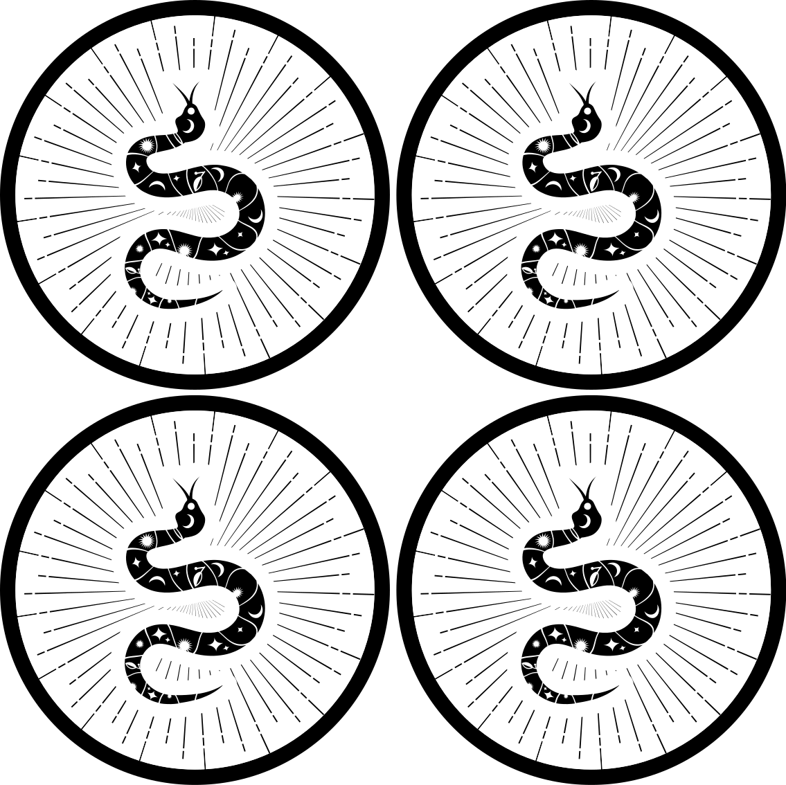 Svart silhuett orm modern glasunderlägg - Tenstickers