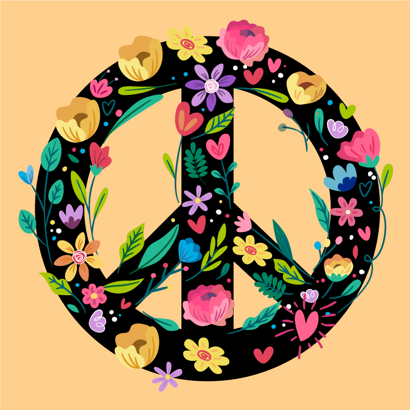 Juodos taikos simbolis retro padėkliukai - „Tenstickers“