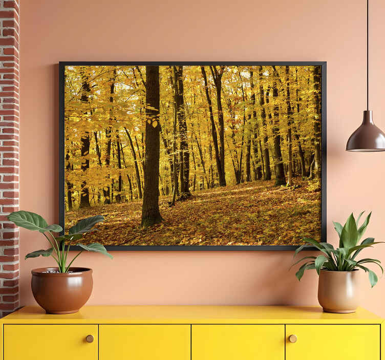 Forest in autumn photo realistic poster
