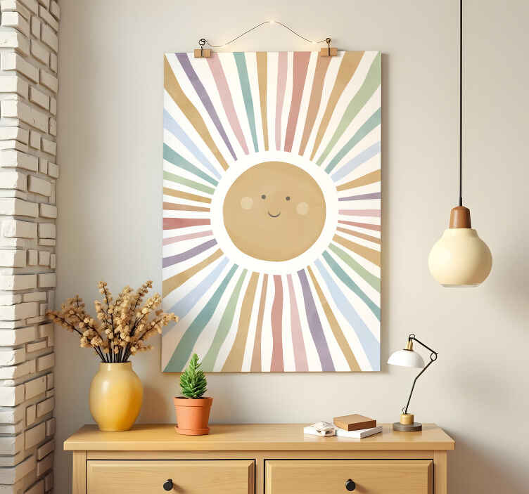 Glad sol børneværelse plakat