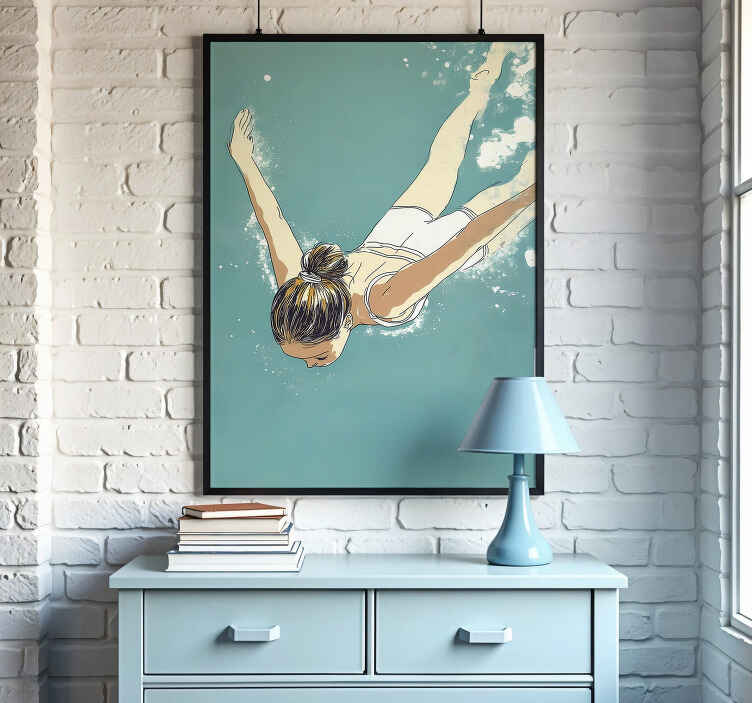 Swimmer artistic drawing poster