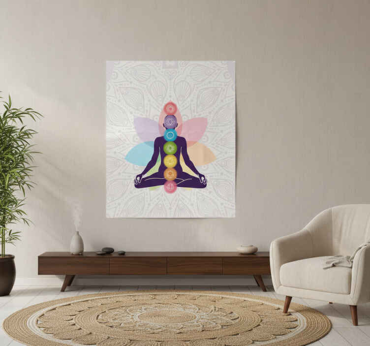 Poster zen figura meditando con chakras