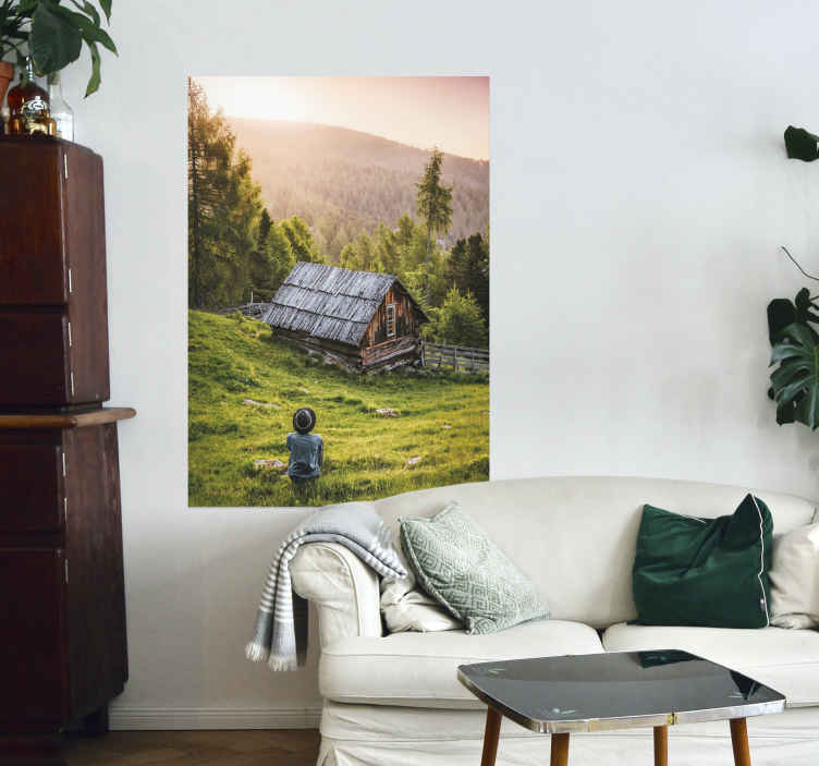 Berg hut poster Alpen landschap - TenStickers