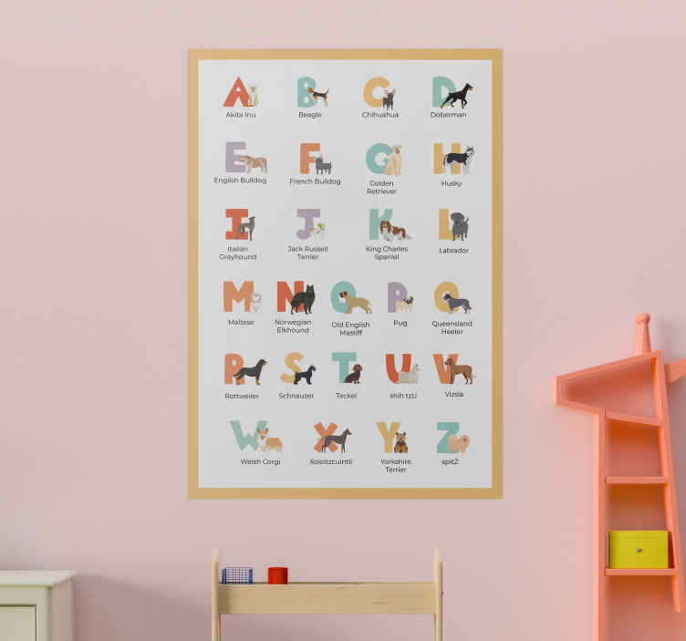 Dog breeds alphabet dog poster - TenStickers