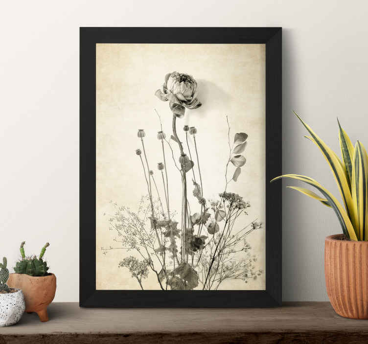 Poster bouquet de fleurs sur fond beige - TenStickers