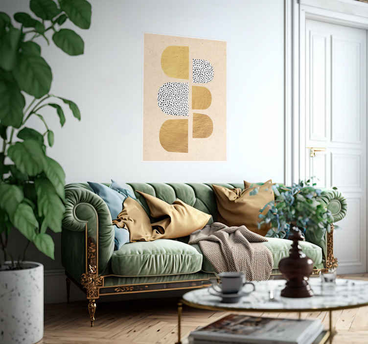 gold-colored abstract painting art poster - TenStickers