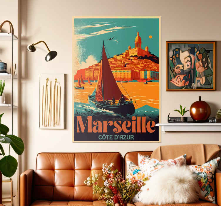 Poster Marseille style vintage - TenStickers