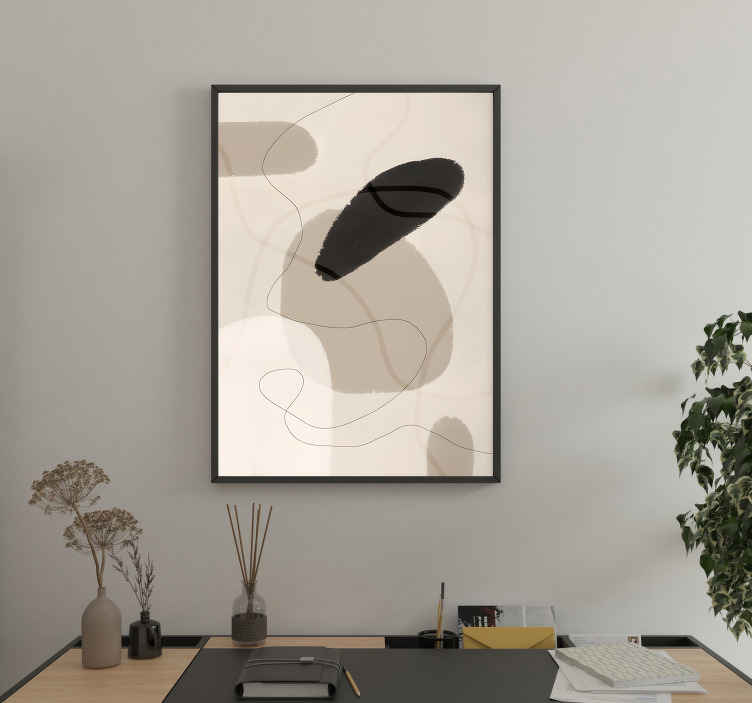 Beige shades and shapes abstract poster