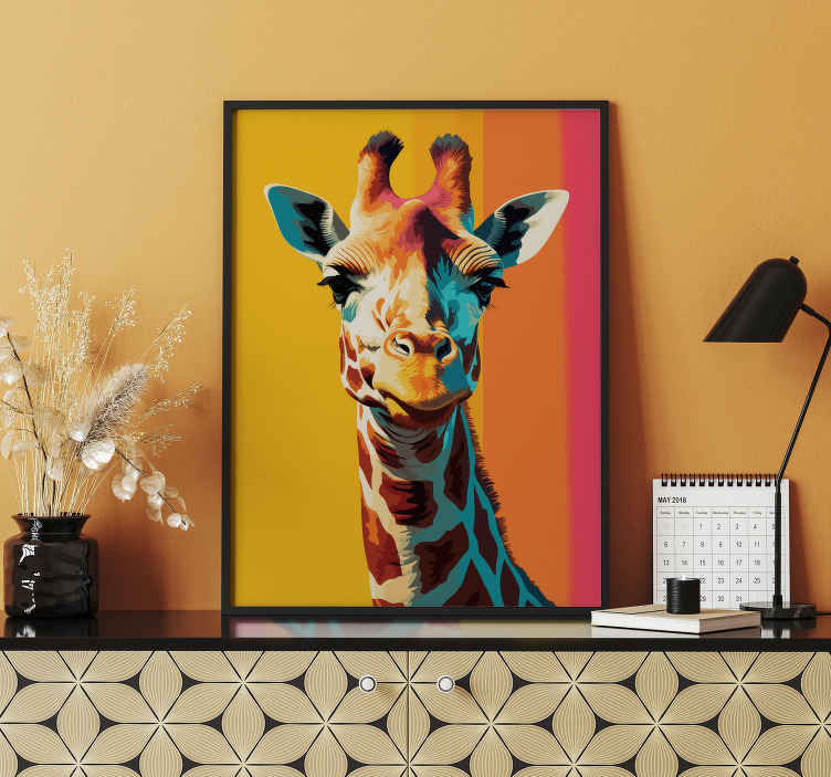 giraffe portrait pop art poster