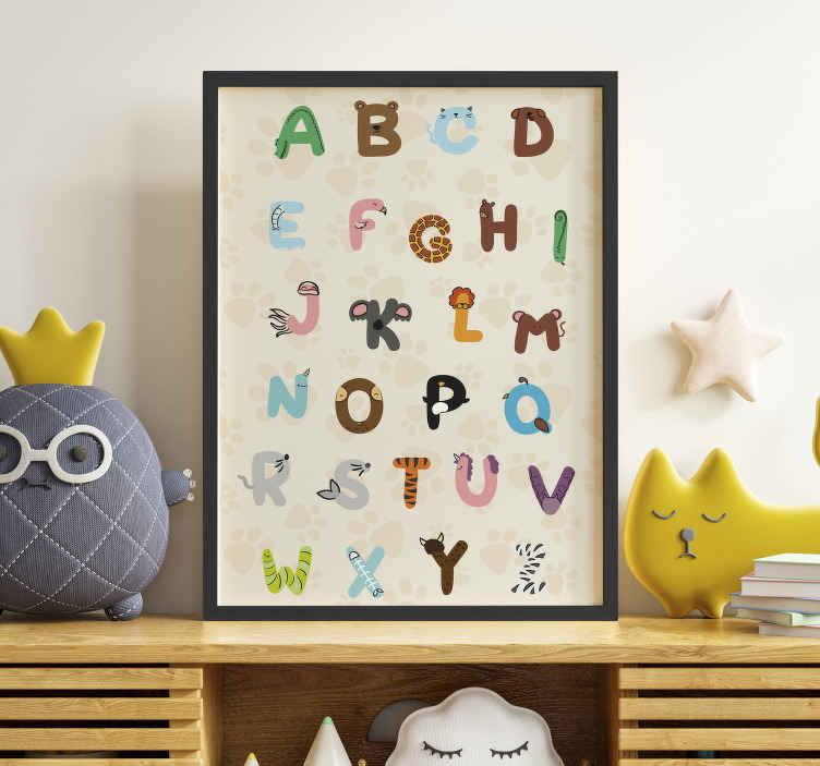 Animal alphabet nursery wall poster - TenStickers
