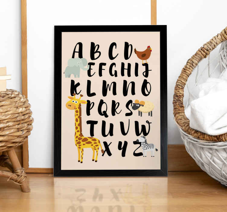 Affiche chambre enfant alphabet animaux lettres - TenStickers