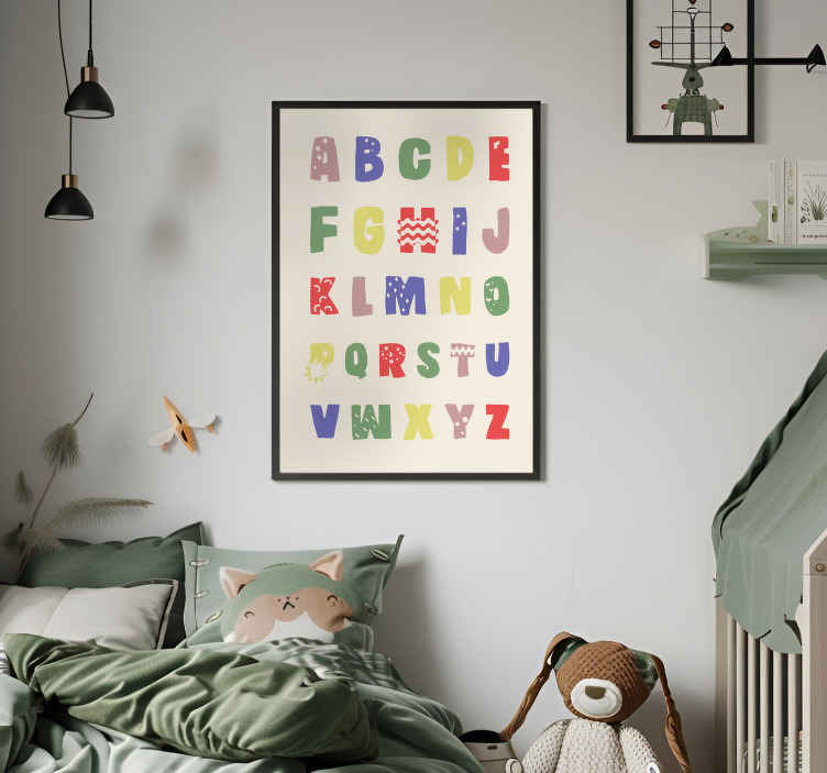 Geometracial alphabet nursery poster