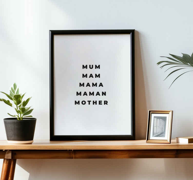 mum in different languages living room poster