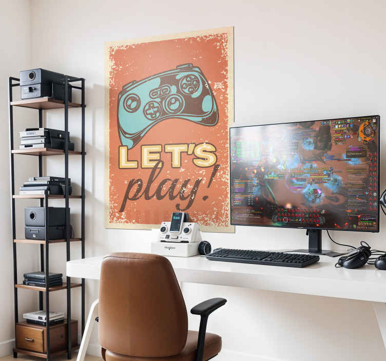 "Let's play" retro style video game poster