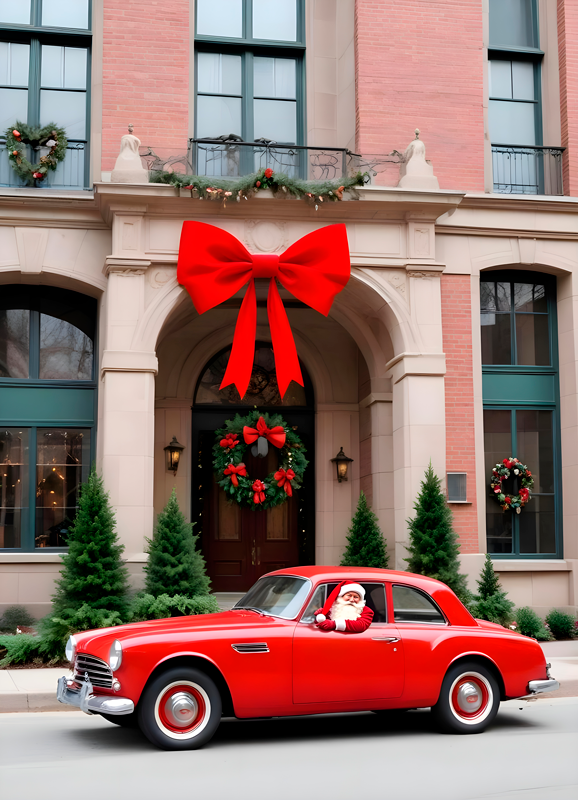Poster Noël voiture en hiver