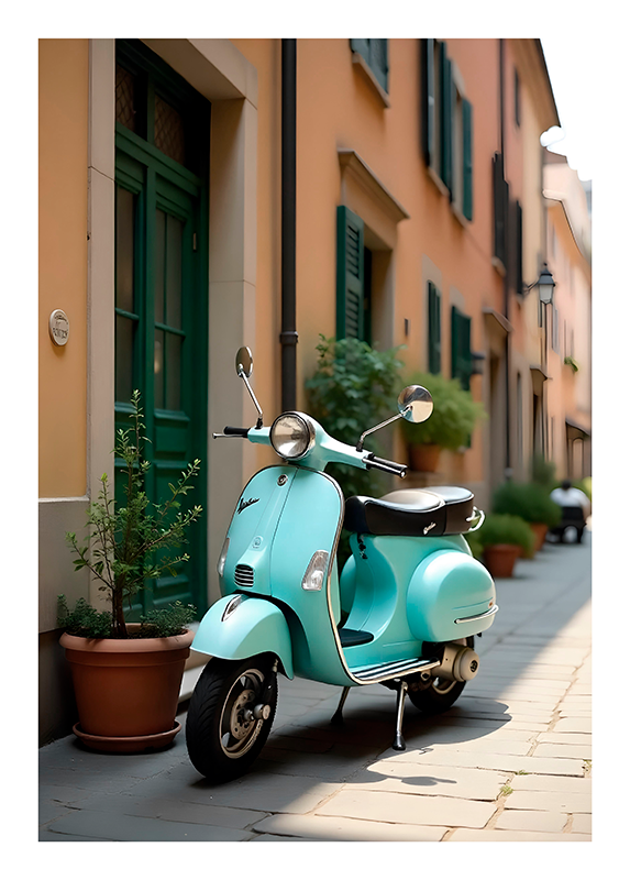 "Vespa" bike photo realistic poster