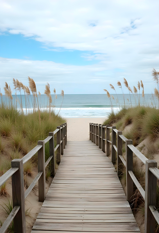 Windy beach photo realistic poster