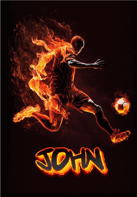 Soccer Player on Fire custom football poster - TenStickers