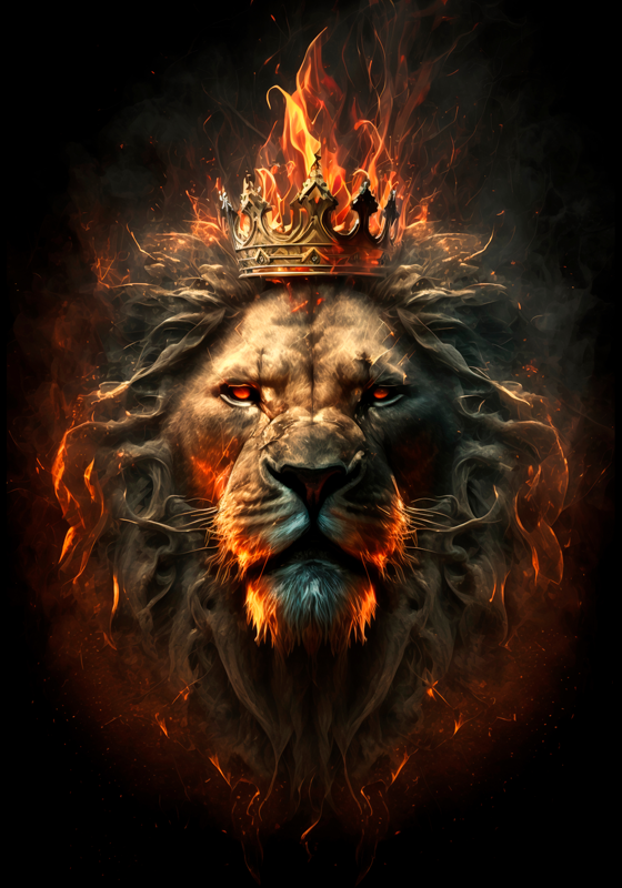 Lion King in Flames animal poster - TenStickers