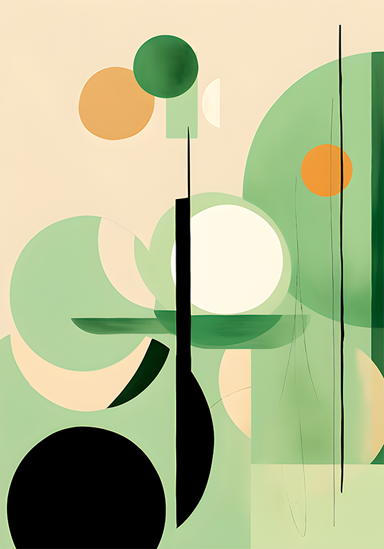 Green Figures Abstract Art Poster