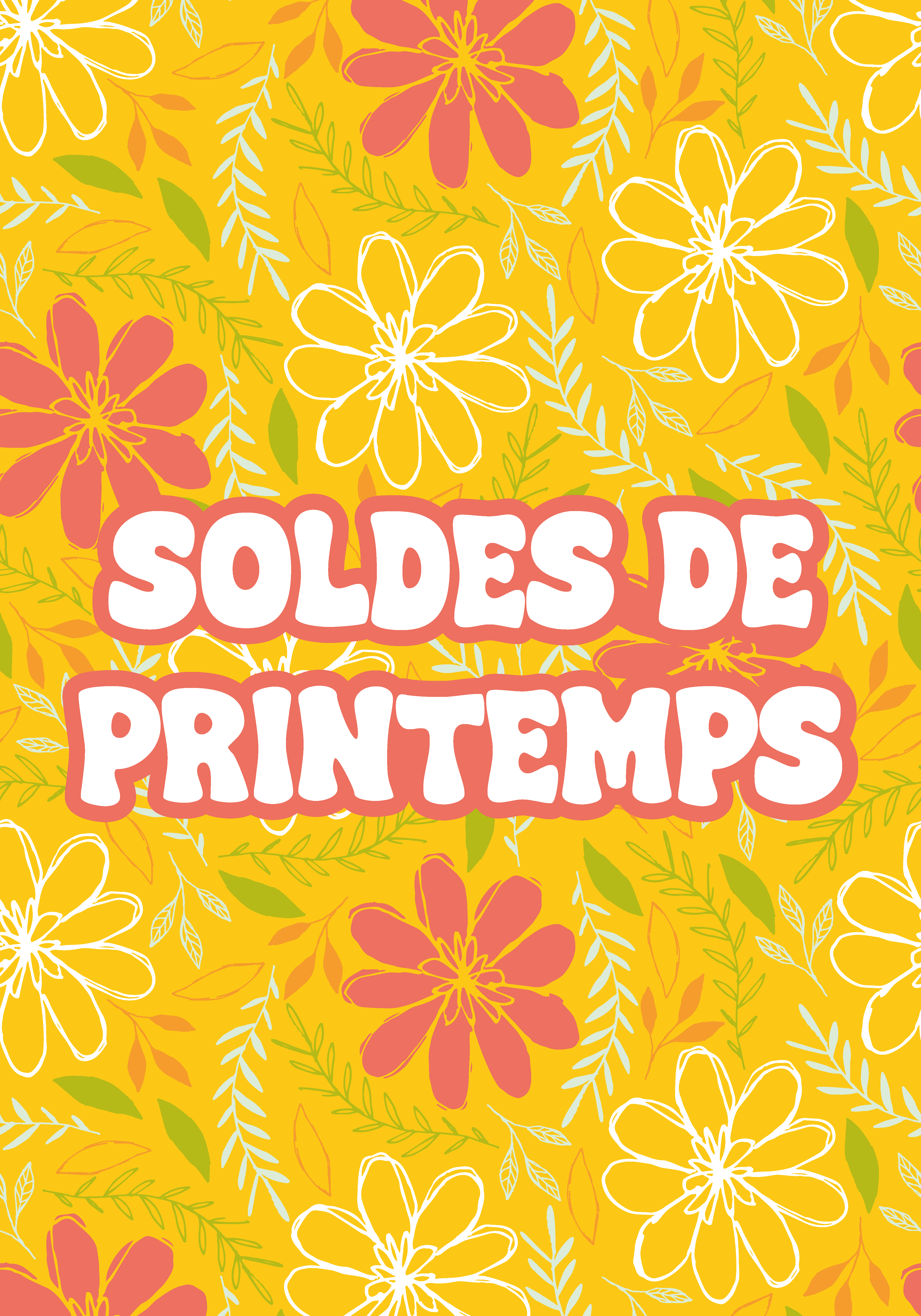 Poster fleurs pour soldes de printemps