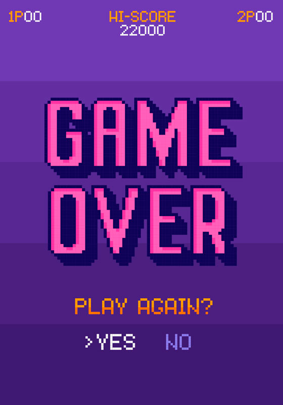 "Game over" retro video game poster