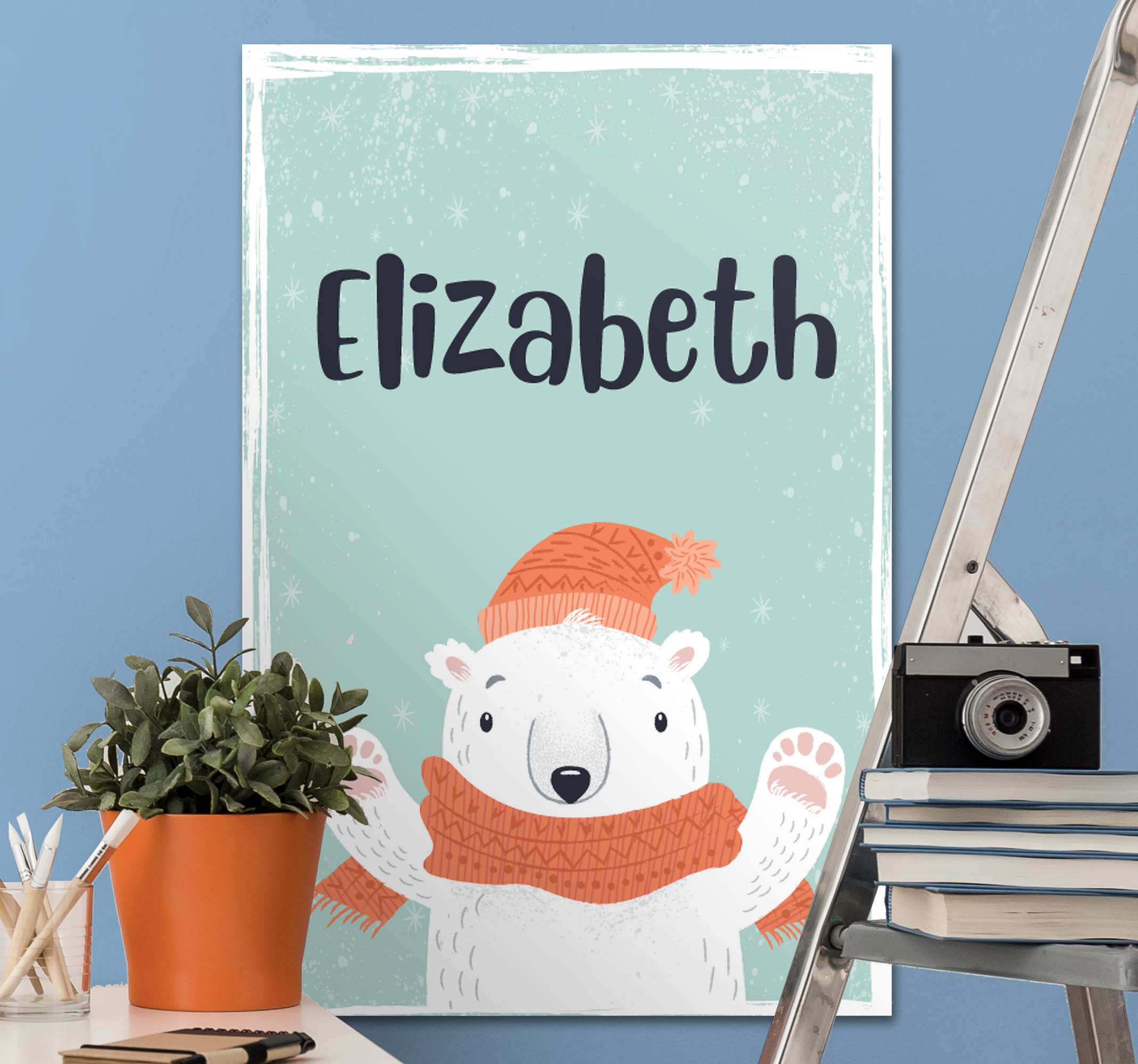 Leinwandbild personalisiert Süßer name mit eisbär - TenStickers