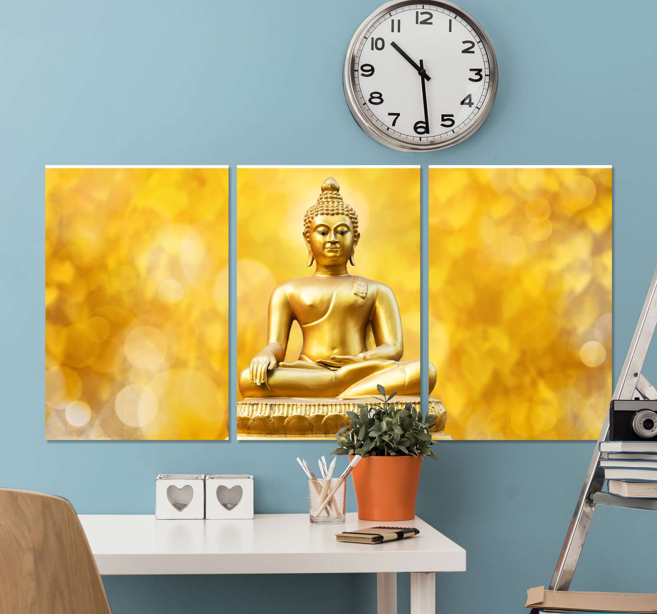 Cuadro buda tríptico dorado - TenVinilo