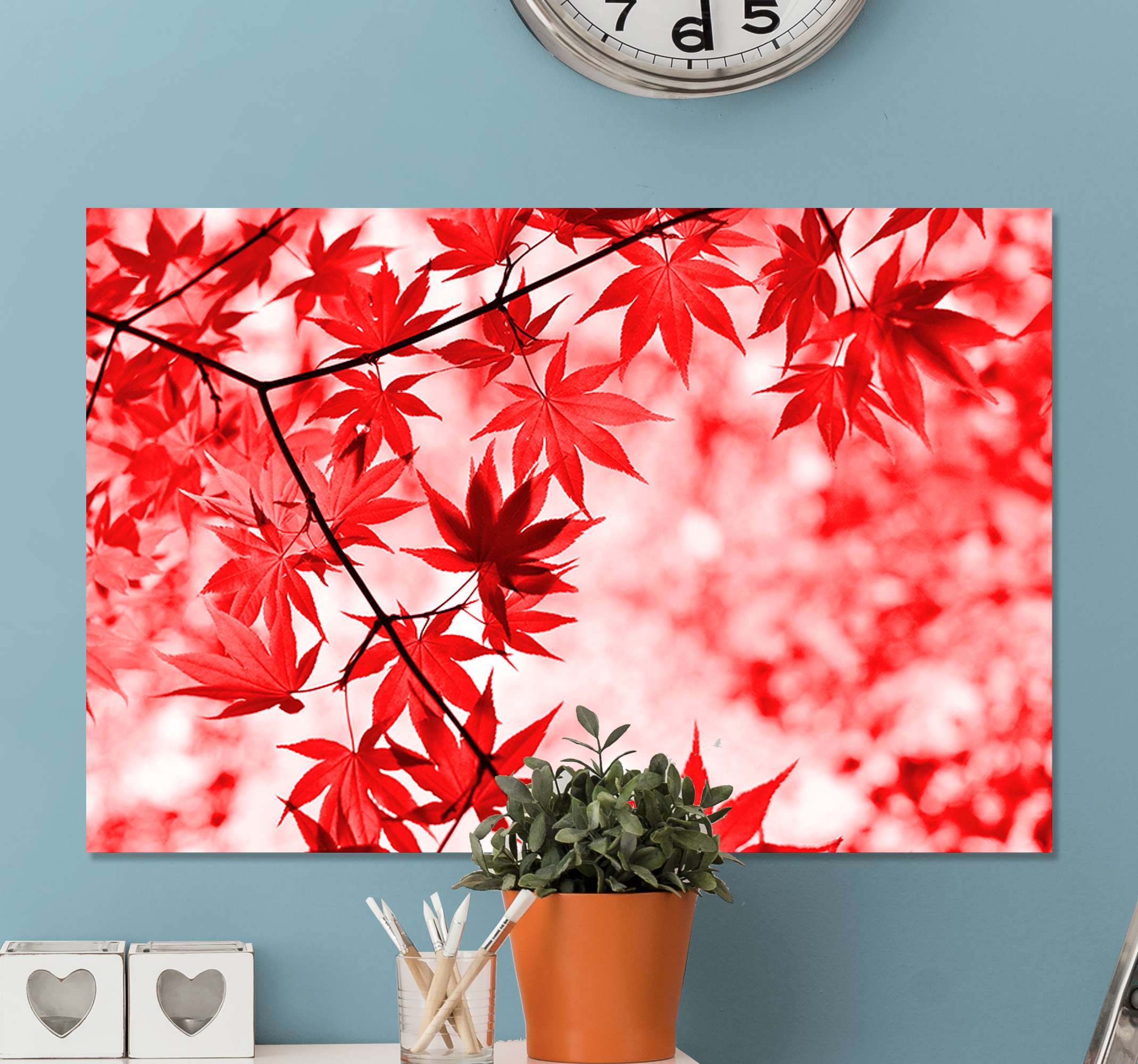 Crveni list stabla na platnu - TenStickers