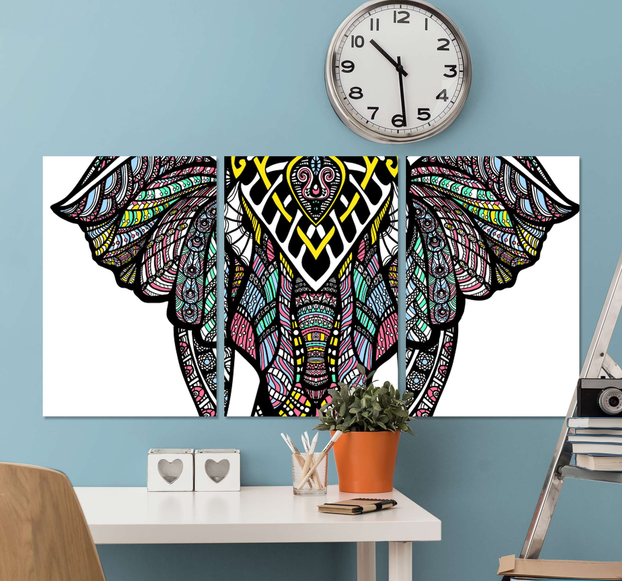 Wandbild Elefant Mehrfarbiger ethnischer elefant - TenStickers